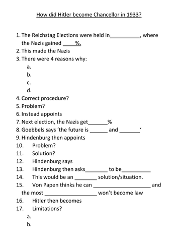 Revision: WW2 Germany: Hitler's rise to power | Teaching Resources