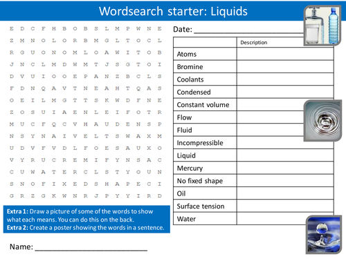 Science Chemistry Liquids Wordsearch Crossword Anagrams Keyword ...