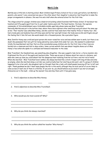 Guided Reading Matilda | Teaching Resources