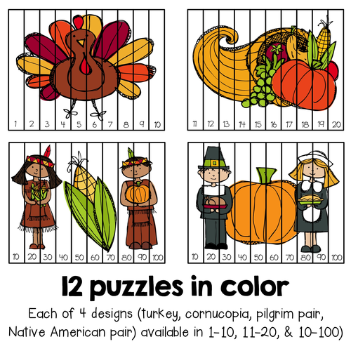 Thanksgiving Puzzles: Ordering Numbers | Teaching Resources