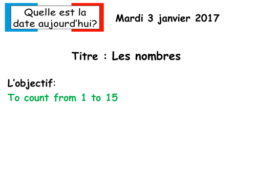 Les nombres 1-15 French KS2 | Teaching Resources