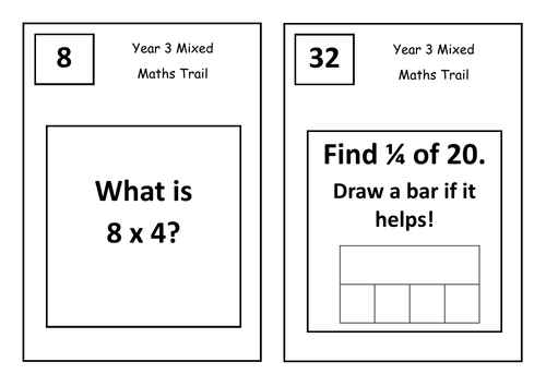 Year 3 Mixed maths treasure trail - Publisher and PDF | Teaching Resources