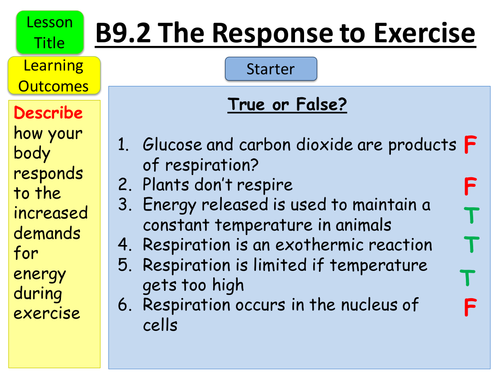 AQA GCSE B9.2 Response to Exercise | Teaching Resources