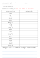 Year 1 Contractions Lesson | Teaching Resources