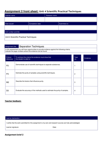 Edexcel BTEC Applied Science (2010) assignment briefs | Teaching Resources