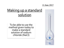 Making a standard solution and carrying out titration to find ...
