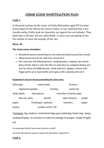 Forensics Crime Scene BTEC | Teaching Resources
