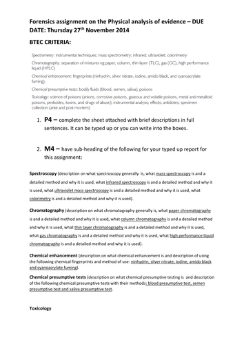 BTEC Applied Science Forensic Science Unit 32 | Teaching Resources BTEC Applied Science Forensic Science Unit 32 | Teaching Resources