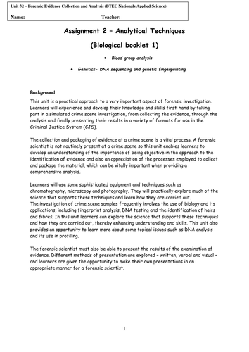 BTEC Applied Science Forensic Science Unit 32 | Teaching Resources BTEC Applied Science Forensic Science Unit 32 | Teaching Resources