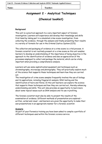 BTEC Applied Science Forensic Science Unit 32 | Teaching Resources BTEC Applied Science Forensic Science Unit 32 | Teaching Resources