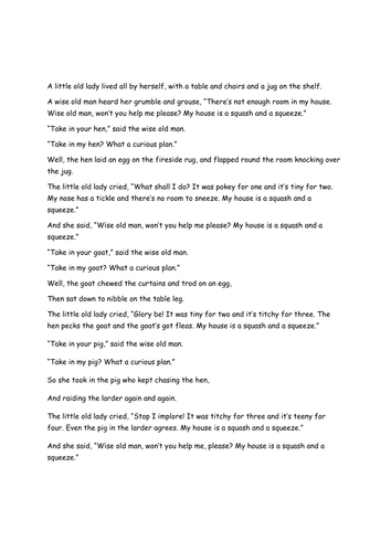 Squash and a Squeeze story text | Teaching Resources