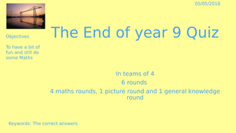 End of year 9 Maths quiz | Teaching Resources