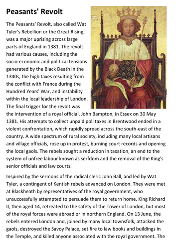 The Peasants' Revolt Bundle | Teaching Resources