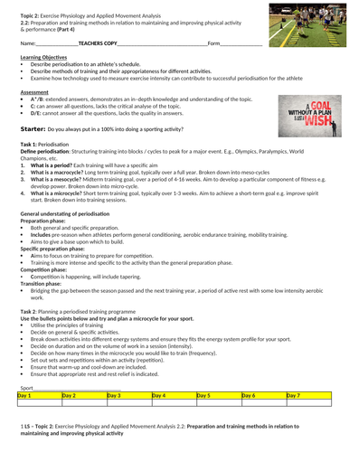 A-level PE EDEXCEL (Spec 2016) 2.2: Preparation and Training Methods P4 ...