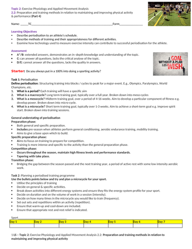A-level PE EDEXCEL (Spec 2016) 2.2: Preparation and Training Methods P4 ...