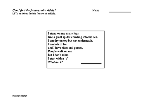 Riddles - full plans and resorces y1/2 | Teaching Resources