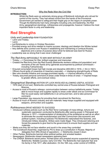 AS/A Level History: Red victory in Russian Civil War, essay plan ...
