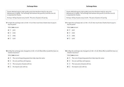 Exchange Rates | Teaching Resources