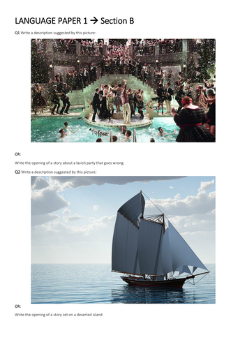 AQA English Language - Paper 1 Section B - Practice Questions *BASIC ...