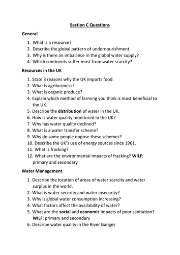 AQA New Spec Revision Questions | Teaching Resources