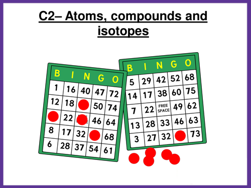 AQA C2 Bingo revision - Atoms, compounds and isotopes | Teaching Resources