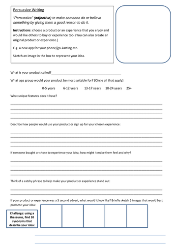 Persuasive Writing Worksheet | Teaching Resources