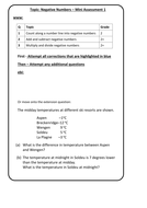 End of Topic Mini Test/Marking Grid - Negative Numbers - Foundation ...