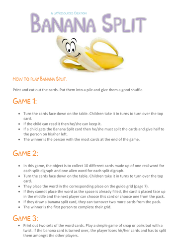 Fun Split Digraph Card Game | Teaching Resources