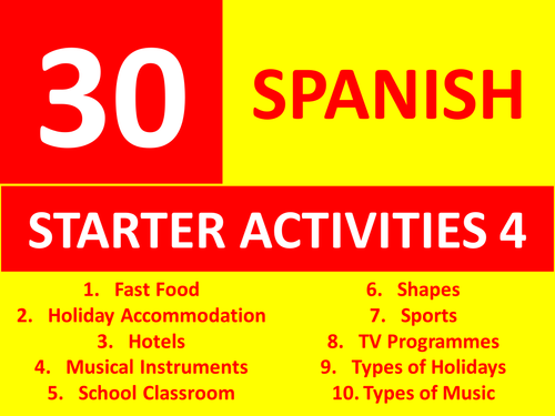 30 Spanish Starter Activities 4 GCSE or KS3 Keyword Starters Wordsearch ...