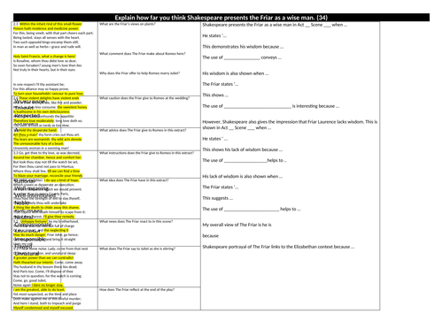 FRIAR LAURENCE REVISION LESSON: ROMEO AND JULIET FOR GCSE 9-1 ...
