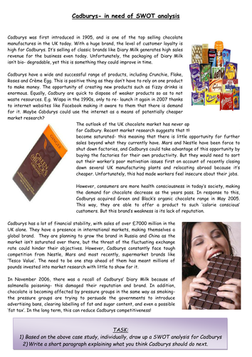 SWOT analysis case study worksheets | Teaching Resources