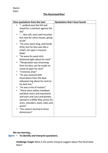 The Illustrated Man Full Scheme of Work | Teaching Resources