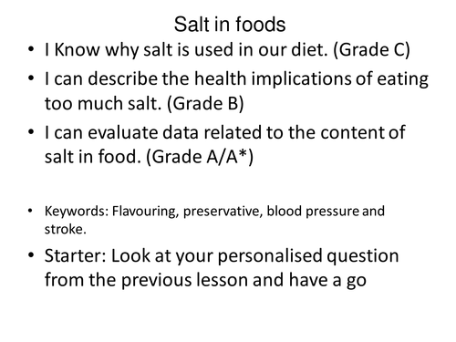 Salt in the diet | Teaching Resources