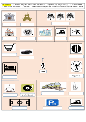 Beginner French - Directions / Places in town (sentence builder, vocab ...