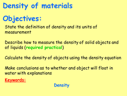 New AQA P3.2 (New Physics GCSE spec 4.3 - exams 2018) - Density of ...