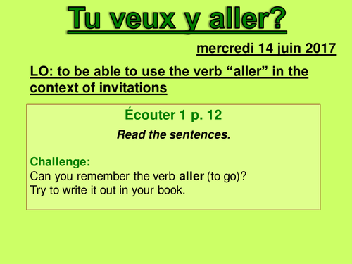 Tu veux y aller? - Studio 3 Vert Module 1 Unit 3 | Teaching Resources