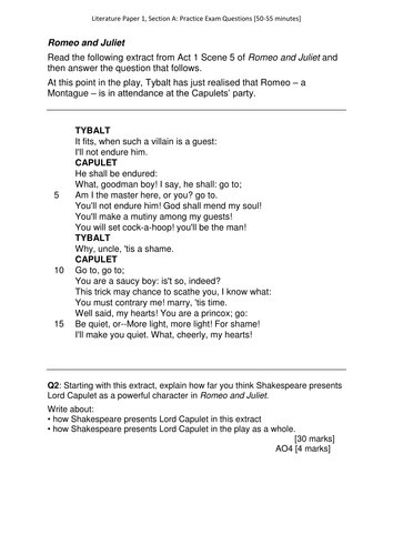 Romeo and Juliet GCSE Exam Question Pack: 21 practice tasks with ... Romeo and Juliet GCSE Exam Question Pack: 21 practice tasks with ...