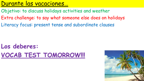 Y10 SPANISH VIVA MODULE 1: LAS VACACIONES | Teaching Resources