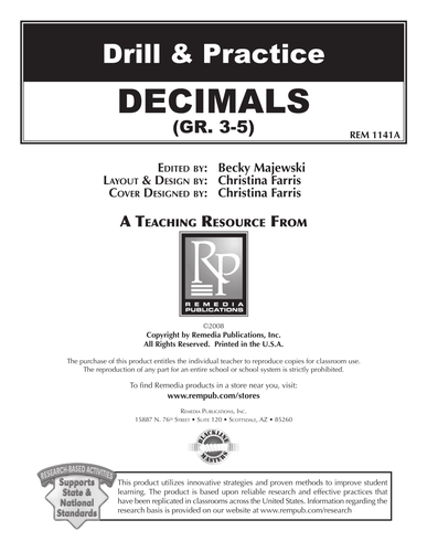Decimals: Drill & Practice for Grades 3 to 5 | Teaching Resources