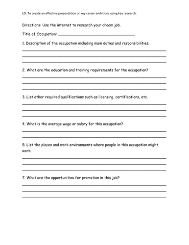 Careers - Researching your dream career/job | Teaching Resources