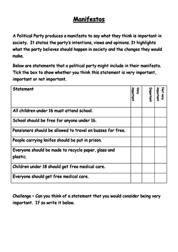 Manifesto writing - what is a manifesto? | Teaching Resources