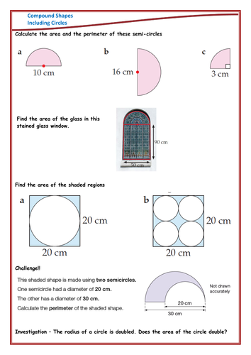 Circumference of semi and quarter circles | Teaching Resources