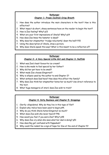 Ratburger by David Walliams Reading Comprehension | Teaching Resources