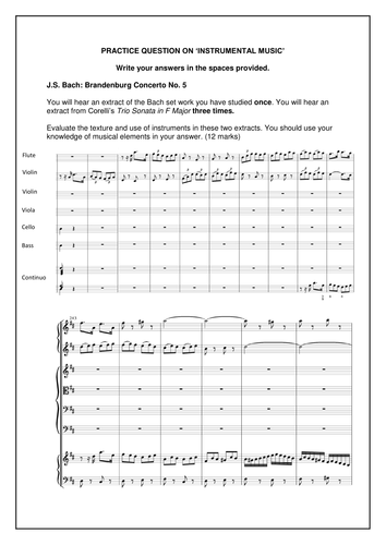 Edexcel GCSE Music (9-1): Comparison - Instrumental Music | Teaching ...