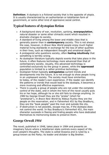 Dystopian writing- anthology of extracts with creative writing tasks ...