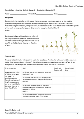 AQA 9-1 Biology Required Practical Worksheets | Teaching Resources