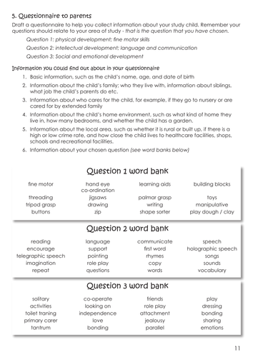 Child Development Unit 2 Child Study Research Diary | Teaching Resources