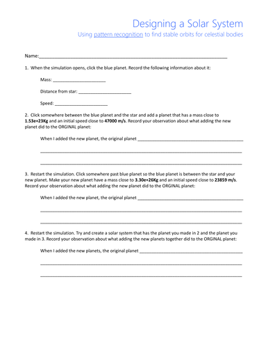 Designing a Solar System | Teaching Resources