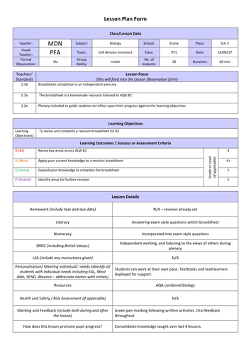 AQA B2 (cell division) revision broadsheet (GCSE 1-9) | Teaching Resources