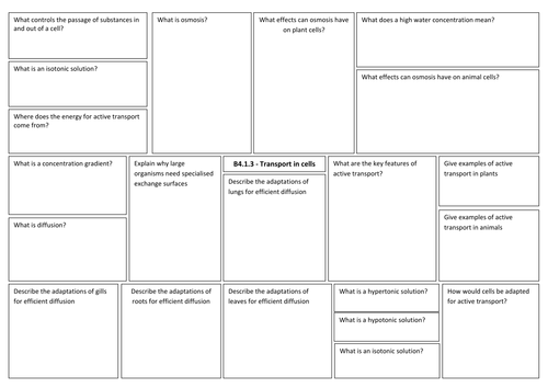 B1 Cell Biology revision broadsheets for new AQA GCSE Biology ...